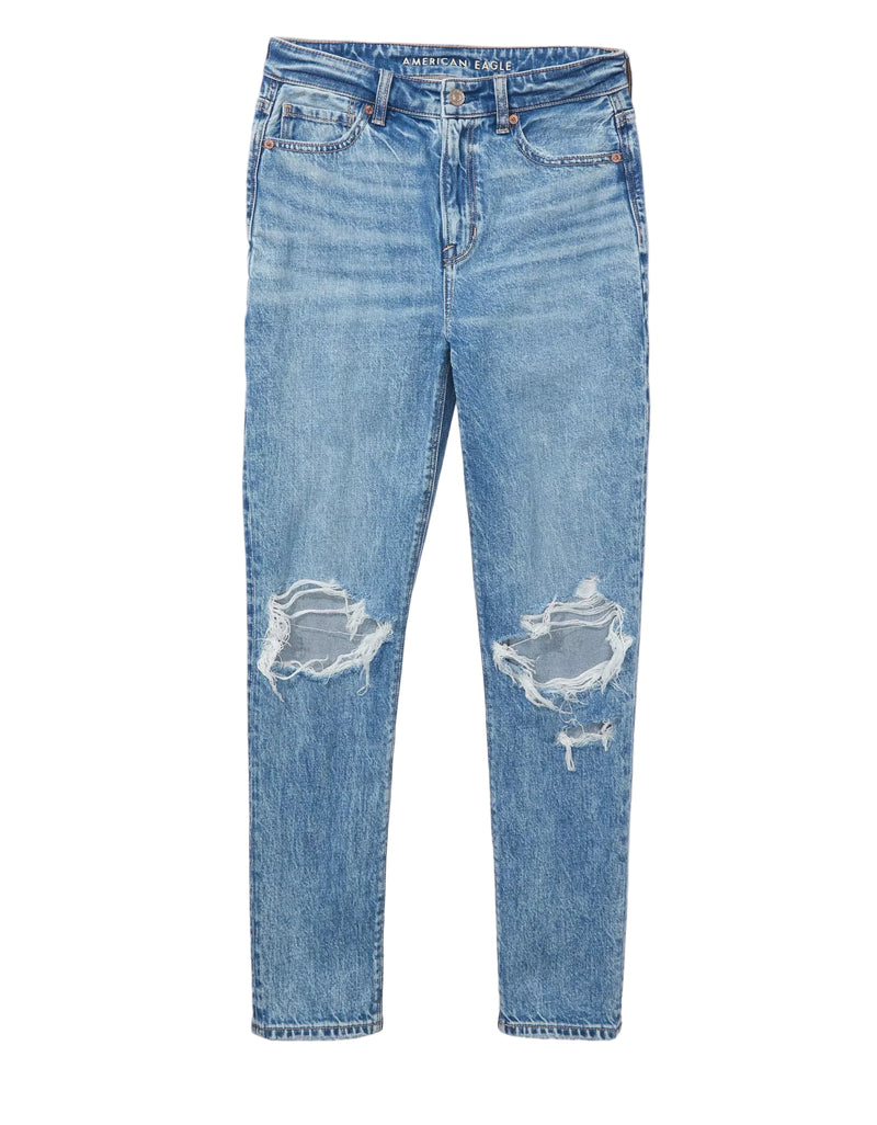 American Eagle Strigid Ripped Mom Jean
