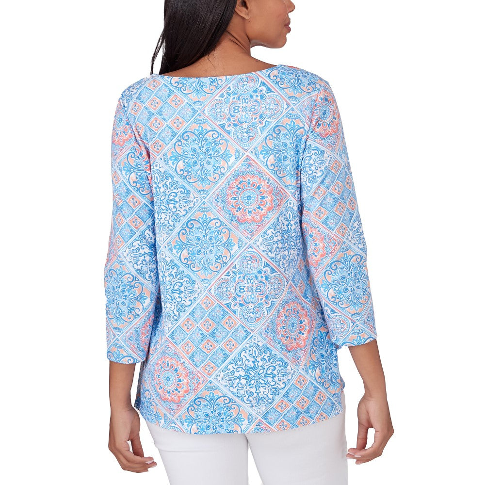 Ruby Rd. Womens Embellished Diagonal Tiles Patchwork Top – ShopCGX