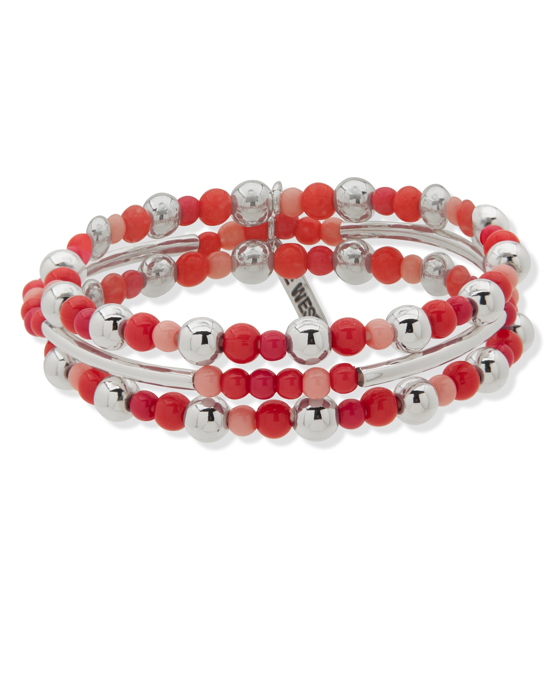 Nine West 3-Piece Pink & Silver Beaded Stretch Bracelet – ShopCGX