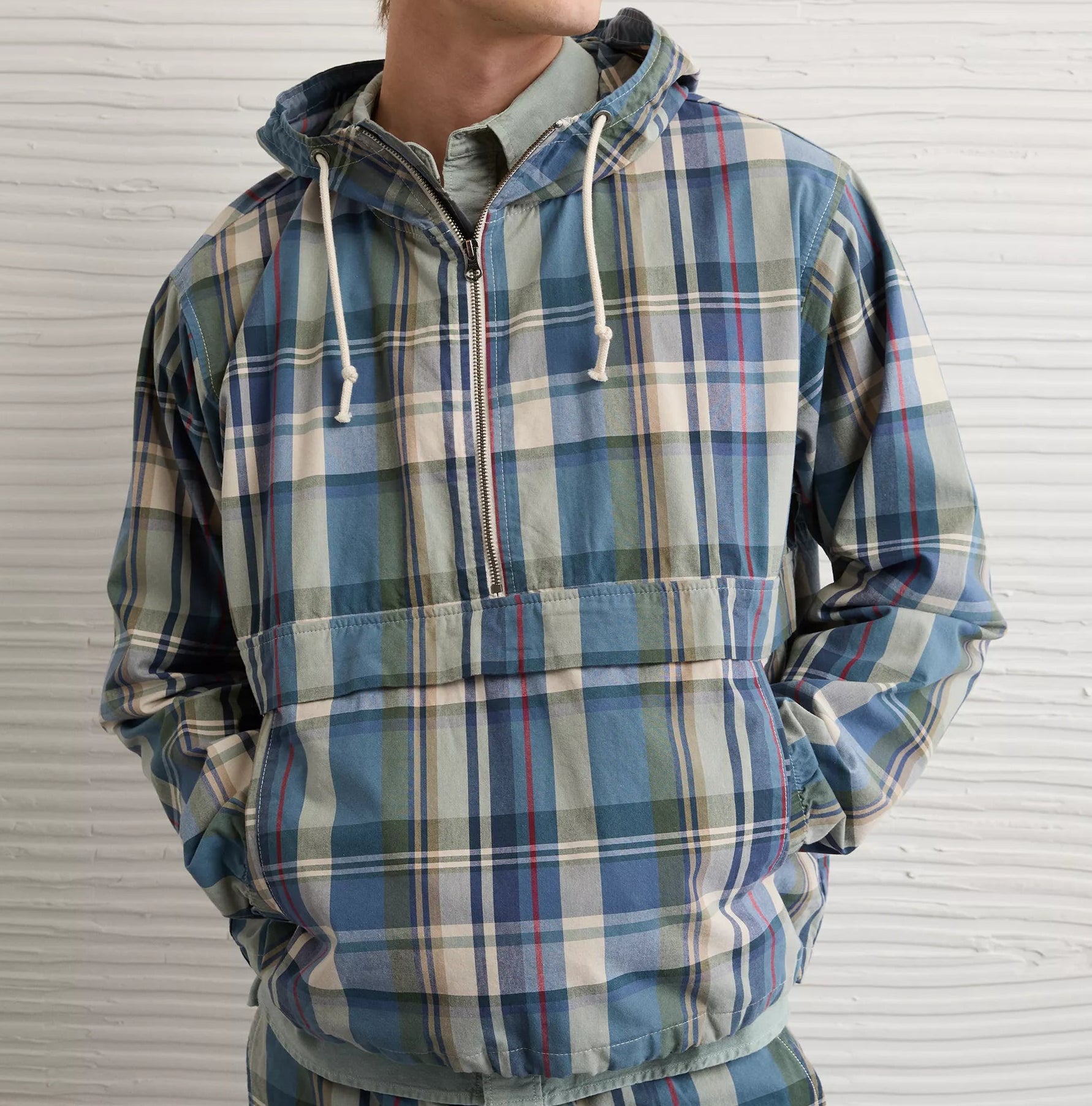 American Eagle Mens Ae Plaid Anorak Jacket Shopcgx
