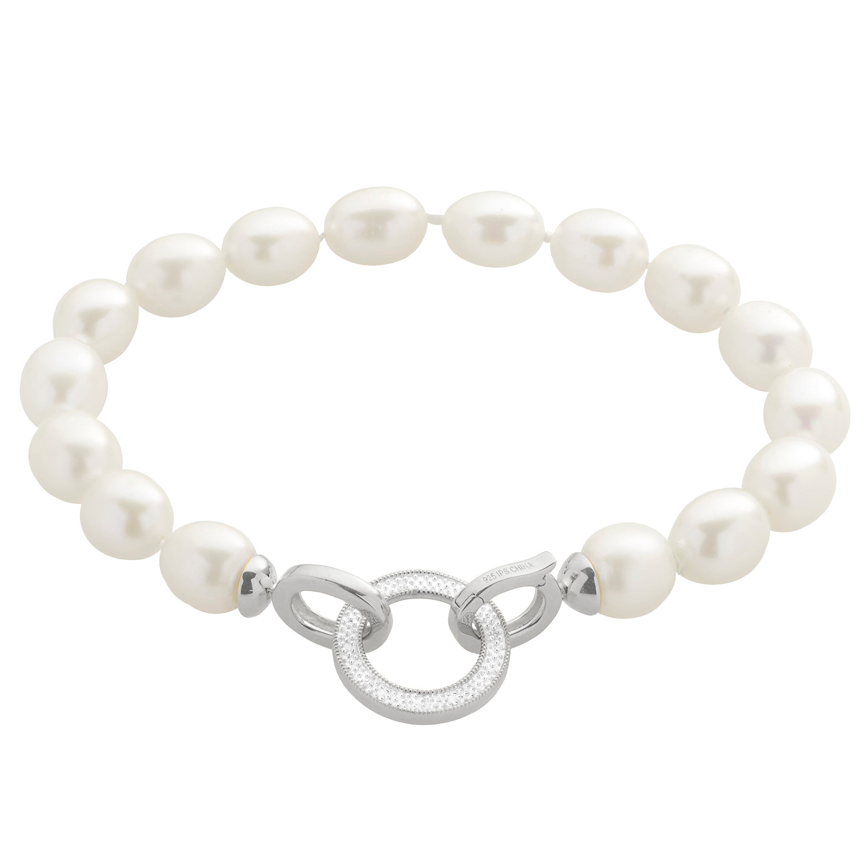 Imperial Pearls Oval Shape Freshwater Cultured Pearl Bracelet With Ste ...